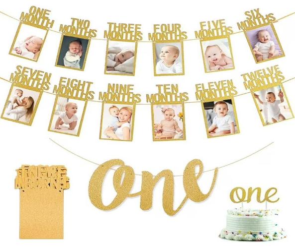 1-12 month frame photo banner for first birthday Baby – vermaarts