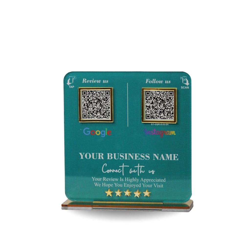 2 QR Green Colour Standee – unique Gadgets