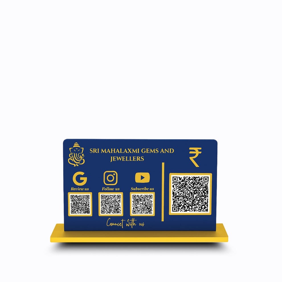 3-in-1 Blue Colour QR Standee with Payment QR – unique Gadgets
