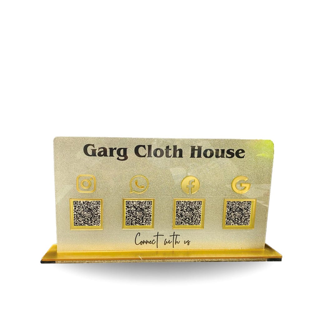 3-in-1 Golden Frosted QR Standee with Payment QR – unique Gadgets