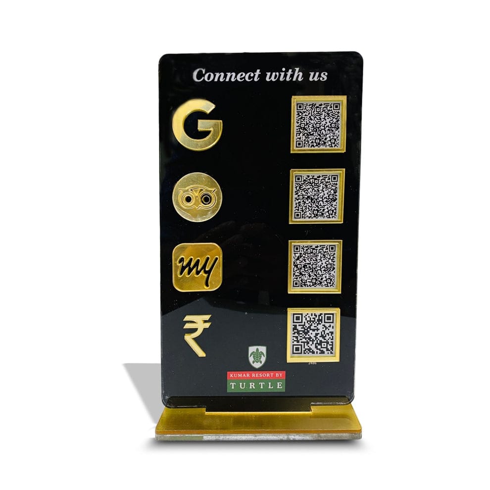 4 QR Black Colour Vertical Standee – unique Gadgets
