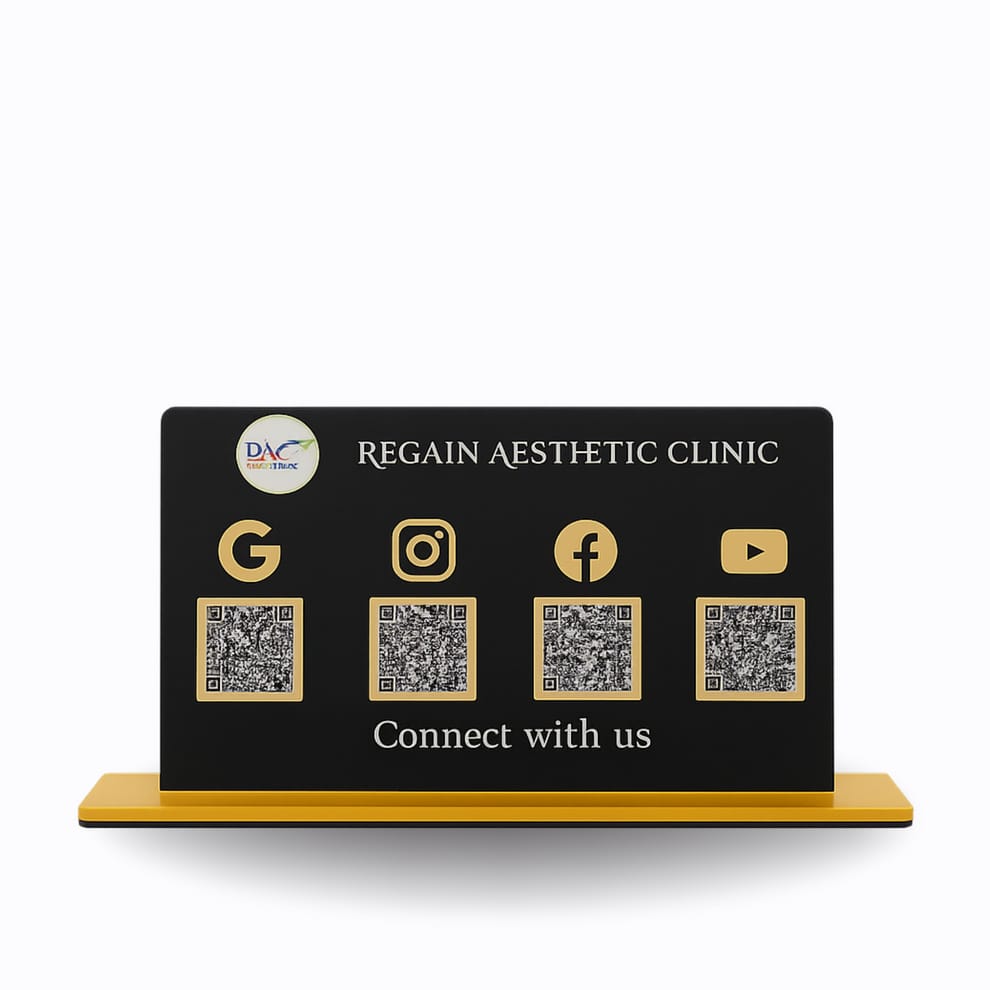 Black Colour 4 QR Digital Standee – unique Gadgets